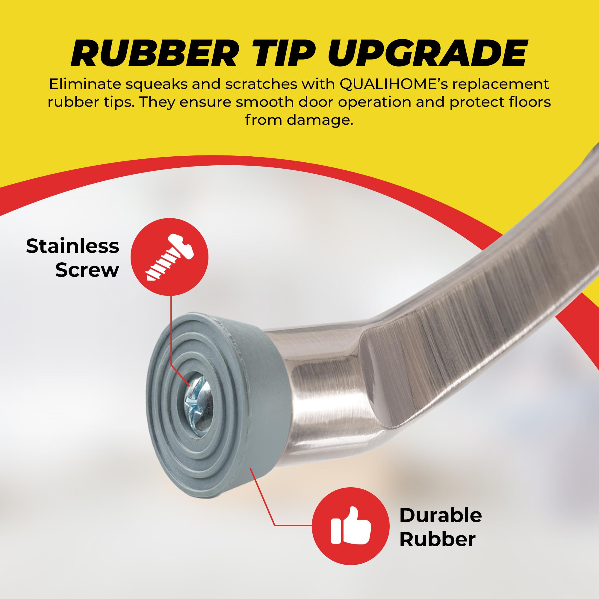 Replacement Rubber Tip for Kickdown / Drop Down Door Stop Holder, Grey, 5 Pack