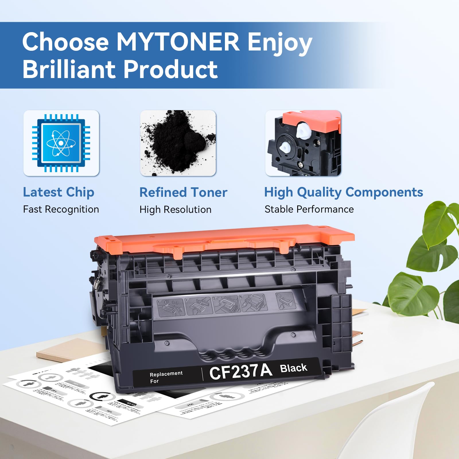 MYTONER Compatible Toner Cartridge Replacement for HP 37A CF237A for Enterprise M607 M607n M607dn M608 M608n M608dn M608x M609 M609dn, MFP M631 M632 M633 Printer (Black)