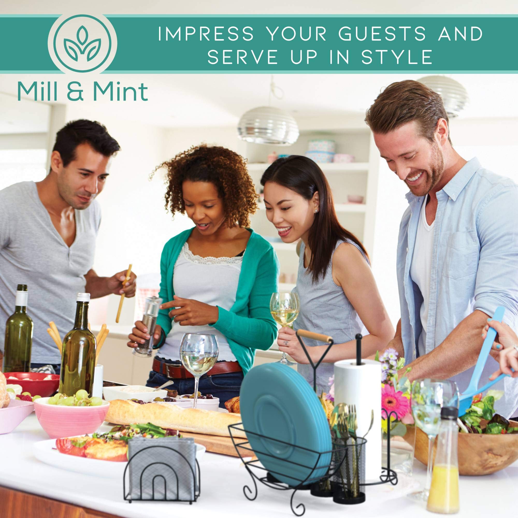 Oakland Utensil Caddy β Foldable Picnic Caddy for Plates and Utensils with Paper Towel Holder for Camping, Parties, and Buffets by Mill & Mint