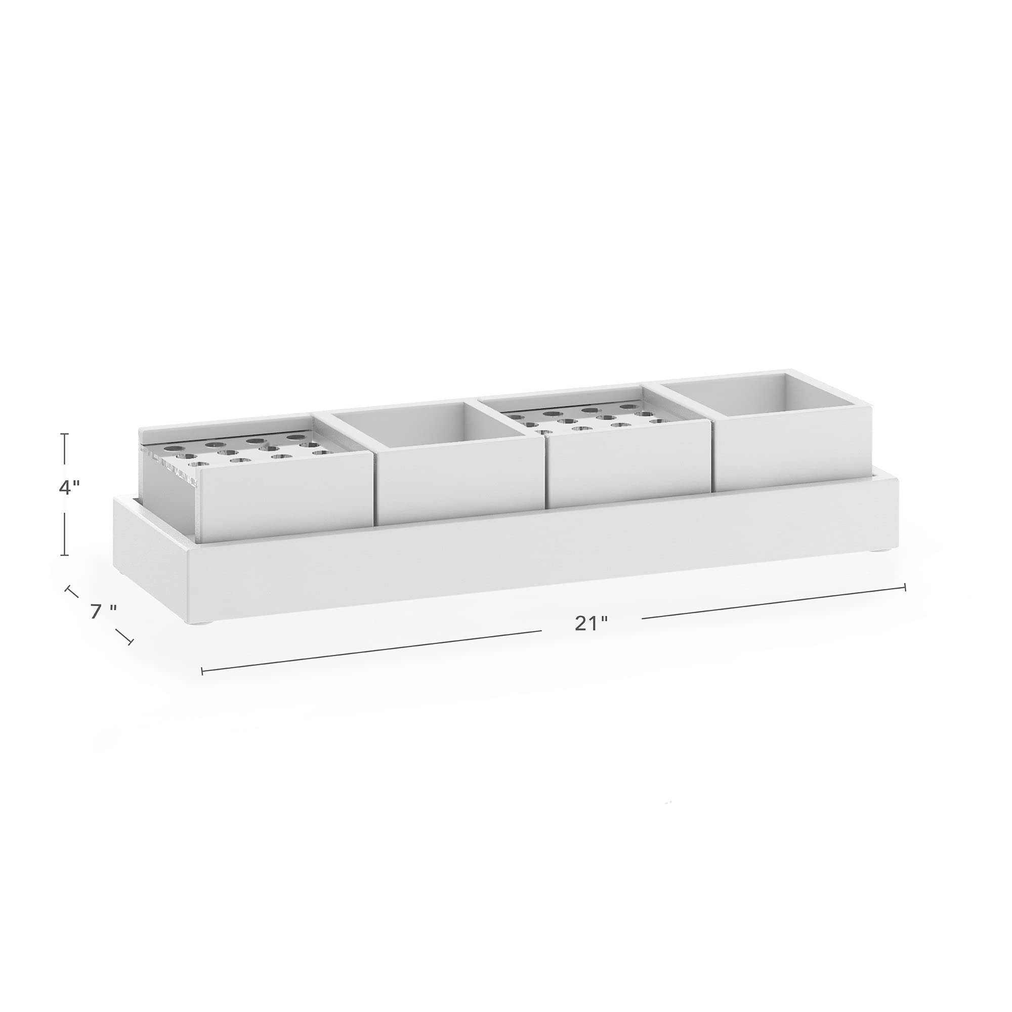 MARTHA STEWART Crafting Kids' Accessory Tray - Creamy White: Wooden Paintbrush Storage with 4 Compartments, Crayon Marker and Pencil Organizer for Desk