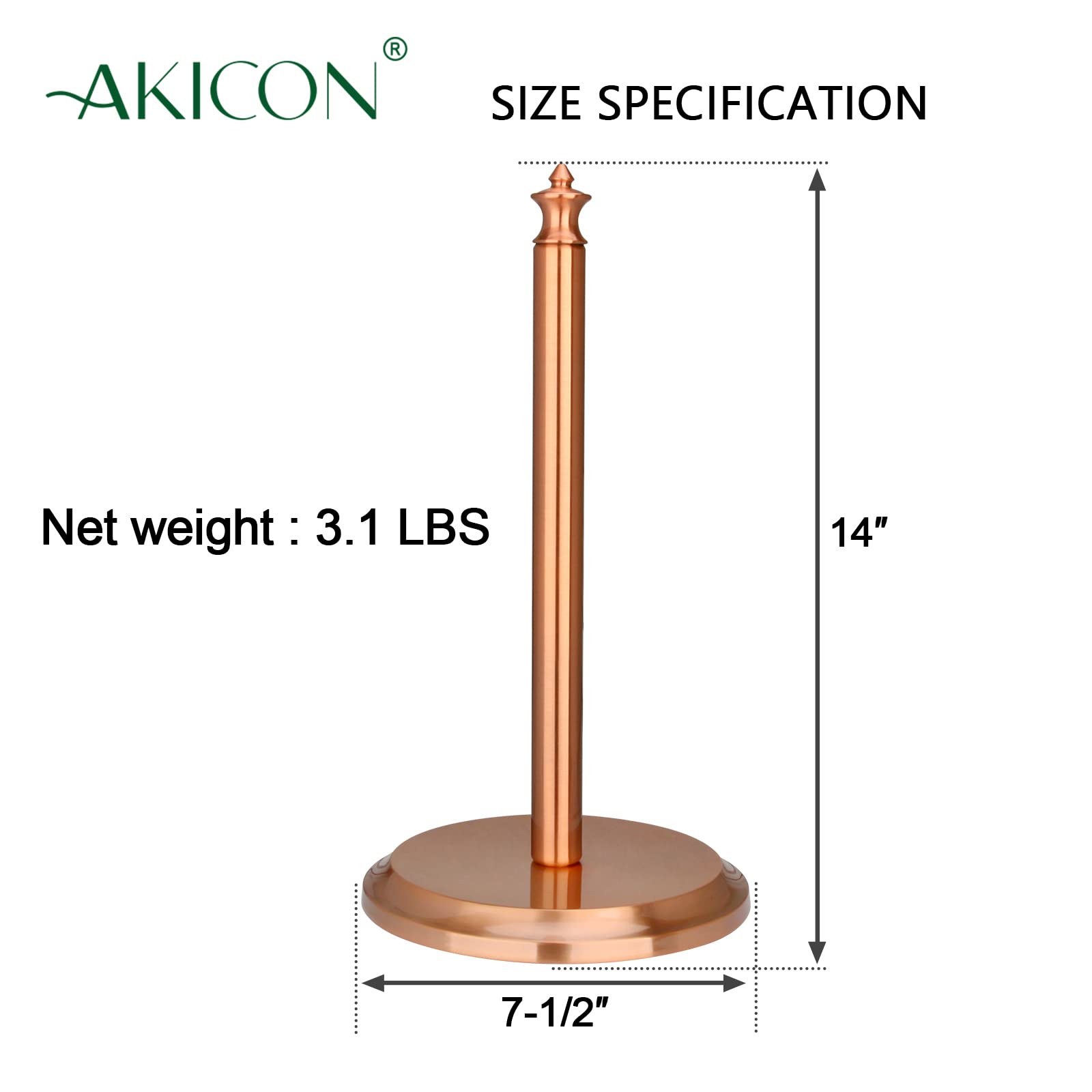Paper Towel Holder Stand for Kitchen Countertop & Dining Room Table (Copper, Classical)