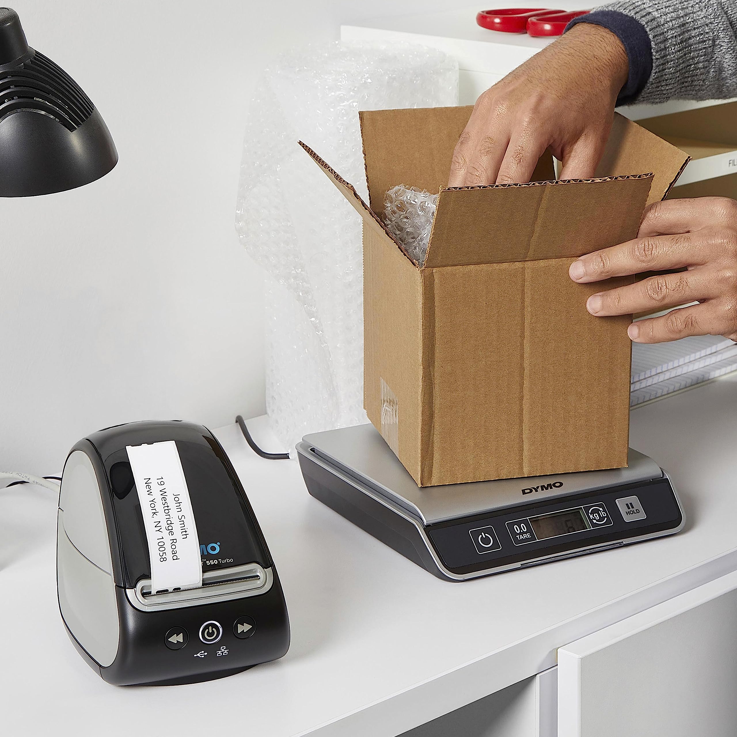 DYMO LabelWriter 550 Turbo Label Maker Printer with Address Labels Starter Roll, Thermal Printing, Automatic Label Recognition, Prints Variety of Label Types Through GST USB or LAN Network