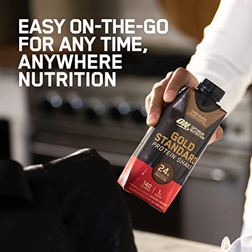 Optimum Nutrition Gold Standard Protein Shake, 24g Protein, Ready to Drink Protein Shake, Gluten Free, Vitamin C for Immune Support, Chocolate, 11 Fl Oz, 12 Count