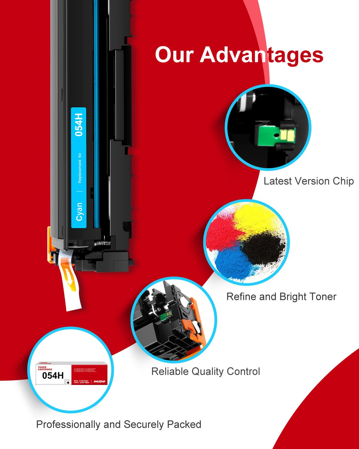 054 054H Compatible Toner Cartridge Replacement for Canon 054 054H CRG-054 for Canon Color ImageClass MF644Cdw MF642Cdw LBP622Cdw MF640C LBP620 MF643Cdw Printer (1 Black 1 Cyan 1 Magenta 1 Yellow)