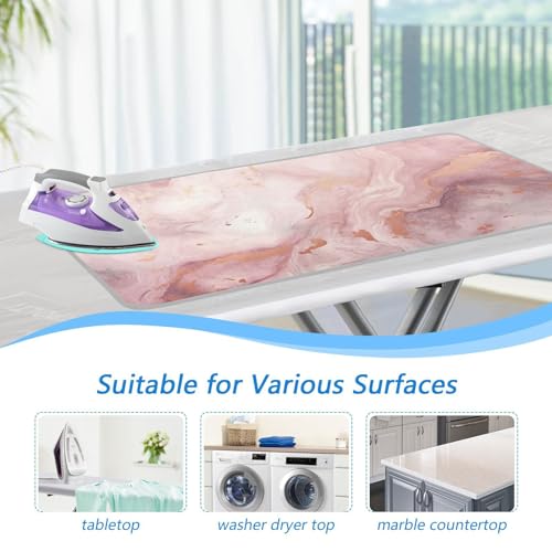 GOODOLD Pink Ink Texture Ironing Mat Portable Travel Ironing Pad for Washer,Dryer,Table Top, Iron Board Alternative Cover, Large Heat Resistant Ironing Blanket