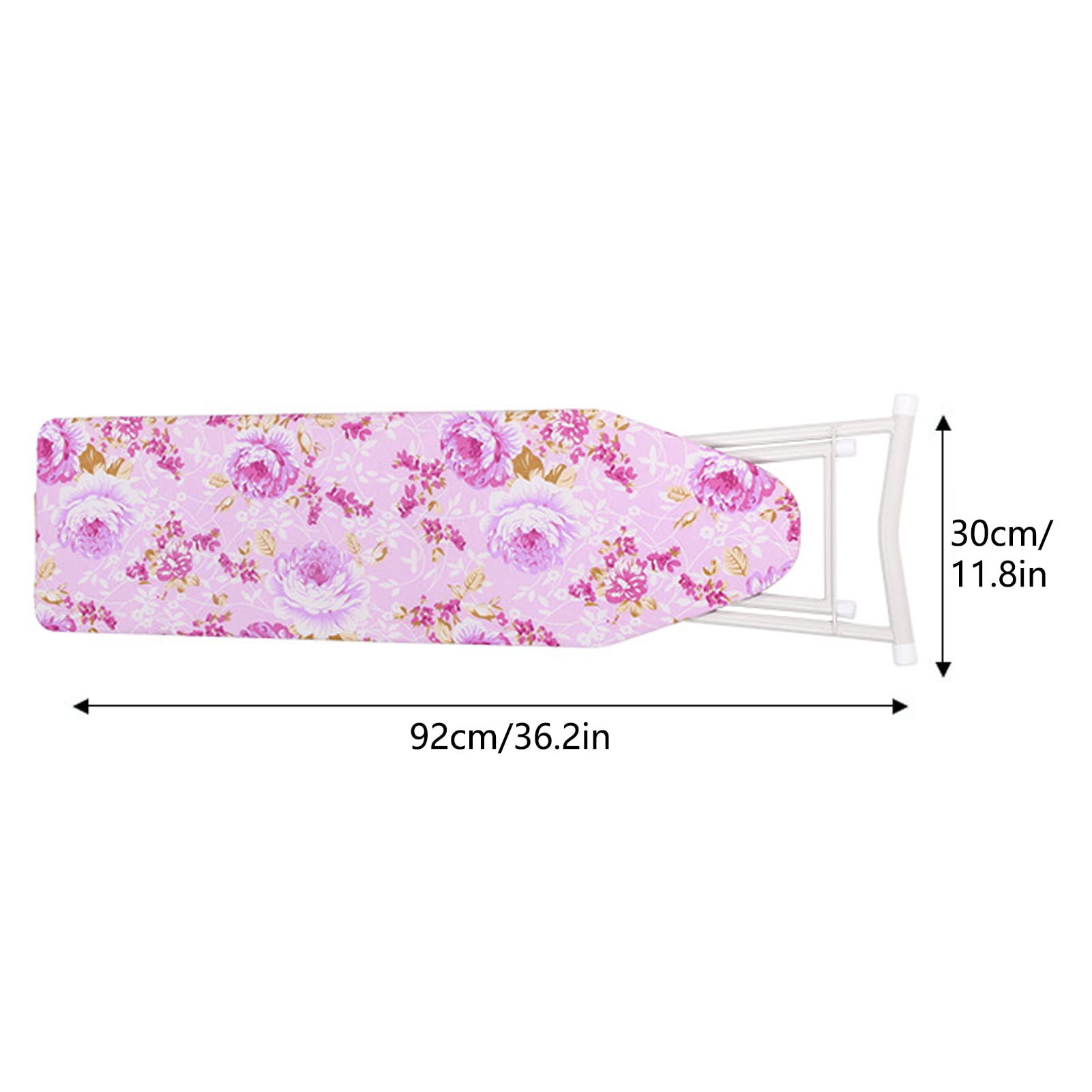 AOKID Ironing Board, 36 x 12 Inch Full Size Standard Iron Board with Pink Printing Wood Cover, Height Adjusable Space Saving Small Ironing Board Heavy Duty Metal Legs Iron Table for Laundry Room, Dorm