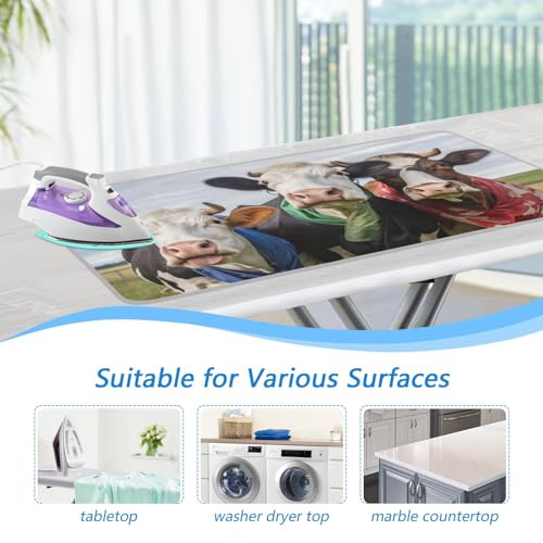 GOODOLD Funny Cows Pattern Ironing Mat Portable Travel Ironing Pad for Washer,Dryer,Table Top, Iron Board Alternative Cover, Large Heat Resistant Ironing Blanket