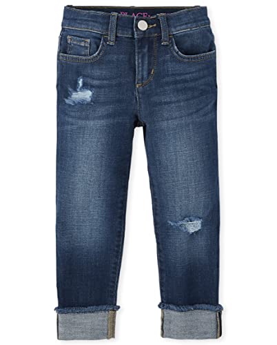The Children's Place girls Fashion Denim Jeans, Roll Cuff Straight - Mily Wash, 6 7 US