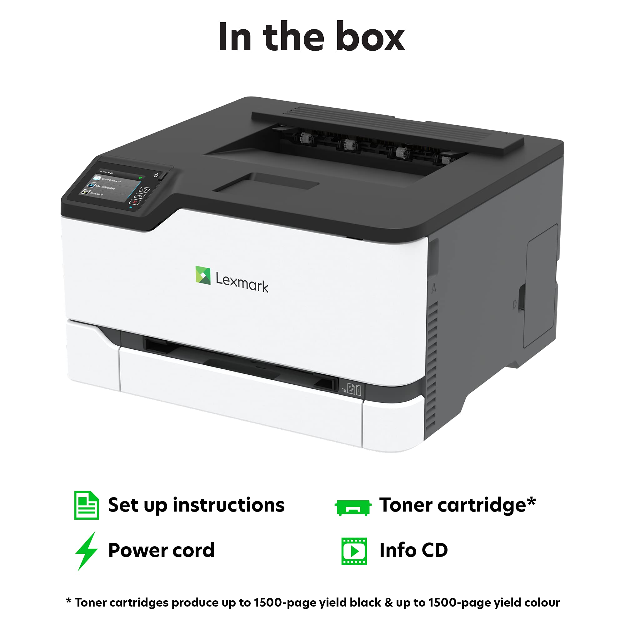 Lexmark C3426dw Color Laser Printer with Interactive Touch Screen, Full-Spectrum Security and Print Speed up to 26 ppm (40N9310),White,Small