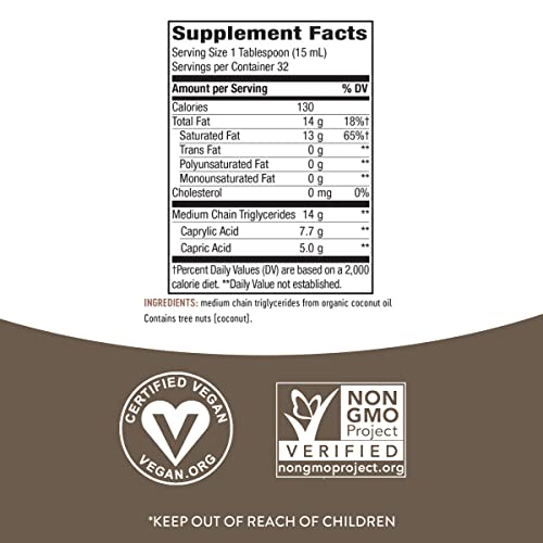 Nature's Way Organic MCT Oil From Coconut, Non-GMO, Gluten-free, 14 g MCTs per serving, 16 FL Oz