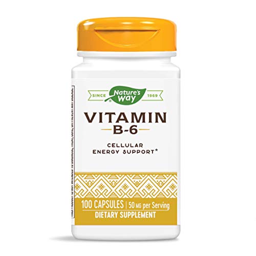 Nature's Way Vitamin B-6 Supplement, Cellular Energy Support*, 50mg per Serving, 100 Capsules