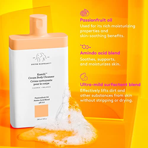 Drunk Elephant Kamili Cream Body Cleanser. Replenishing and Soothing Cream Body Cleanser (240 mL / 8 Fl Oz)