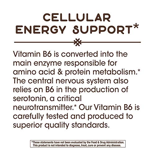 Nature's Way Vitamin B-6 Supplement, Cellular Energy Support*, 50mg per Serving, 100 Capsules