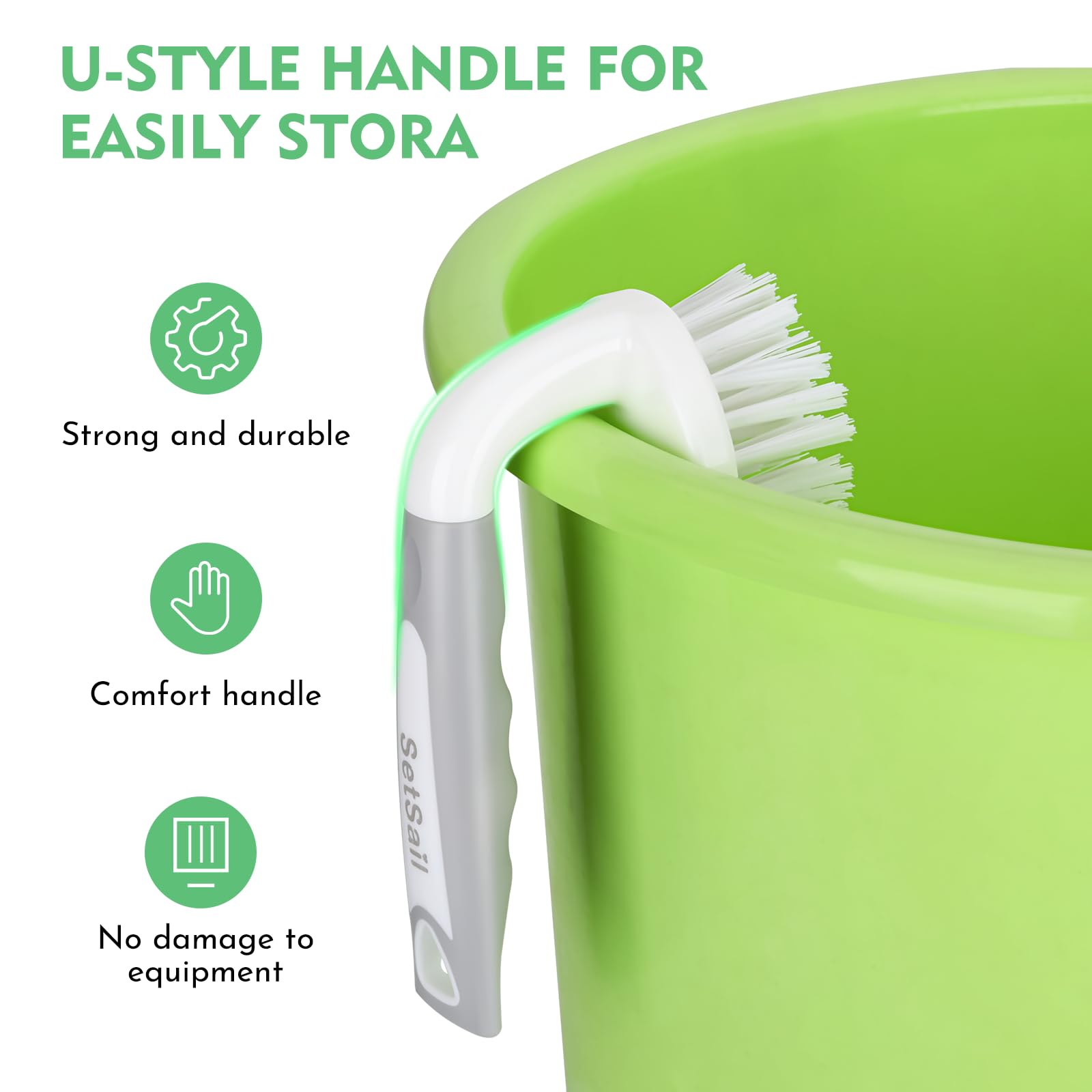 SetSail Scrub Brush, Heavy-Duty Scrub Brushes for Cleaning with Stiff Bristles Cleaning Brush for Shower, Bathroom, Carpet, Kitchen and Bathtub Scrubber - 2 Pack