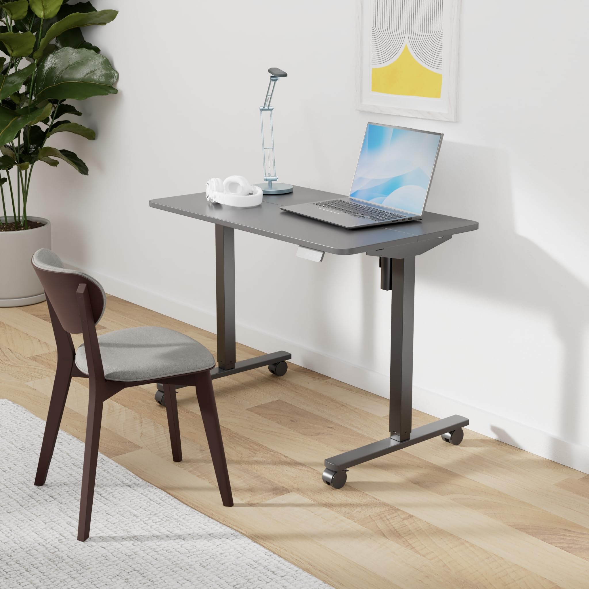 WOKA 40 x 24 Inches Electric Standing Desk,Adjustable Height Stand up Desk with Memory Controller, Sit Stand Desk for Home Office, Adjustable Motorized Desks with Splice Board, Black