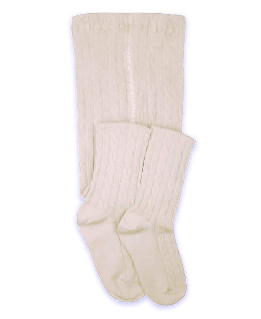 Jefferies Socks Little Girls' Cable Tight, Ivory, 6-8 Years