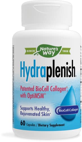 Nature's Way Hydraplenish with Patented BioCell Collagen & OptiMSM for Healthy Hair, Skin, and Nails*, 60 Capsules