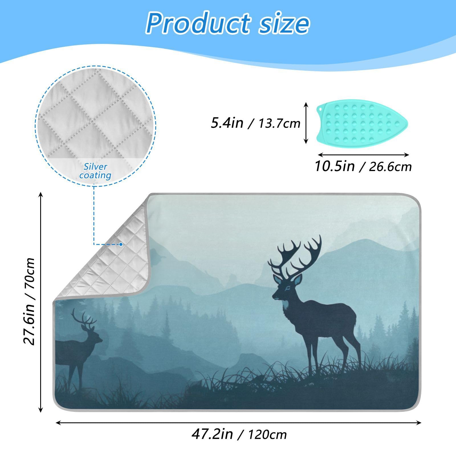 GOODOLD Forest Scene Ironing Mat Portable Travel Ironing Pad for Washer,Dryer,Table Top, Iron Board Alternative Cover, Large Heat Resistant Ironing Blanket