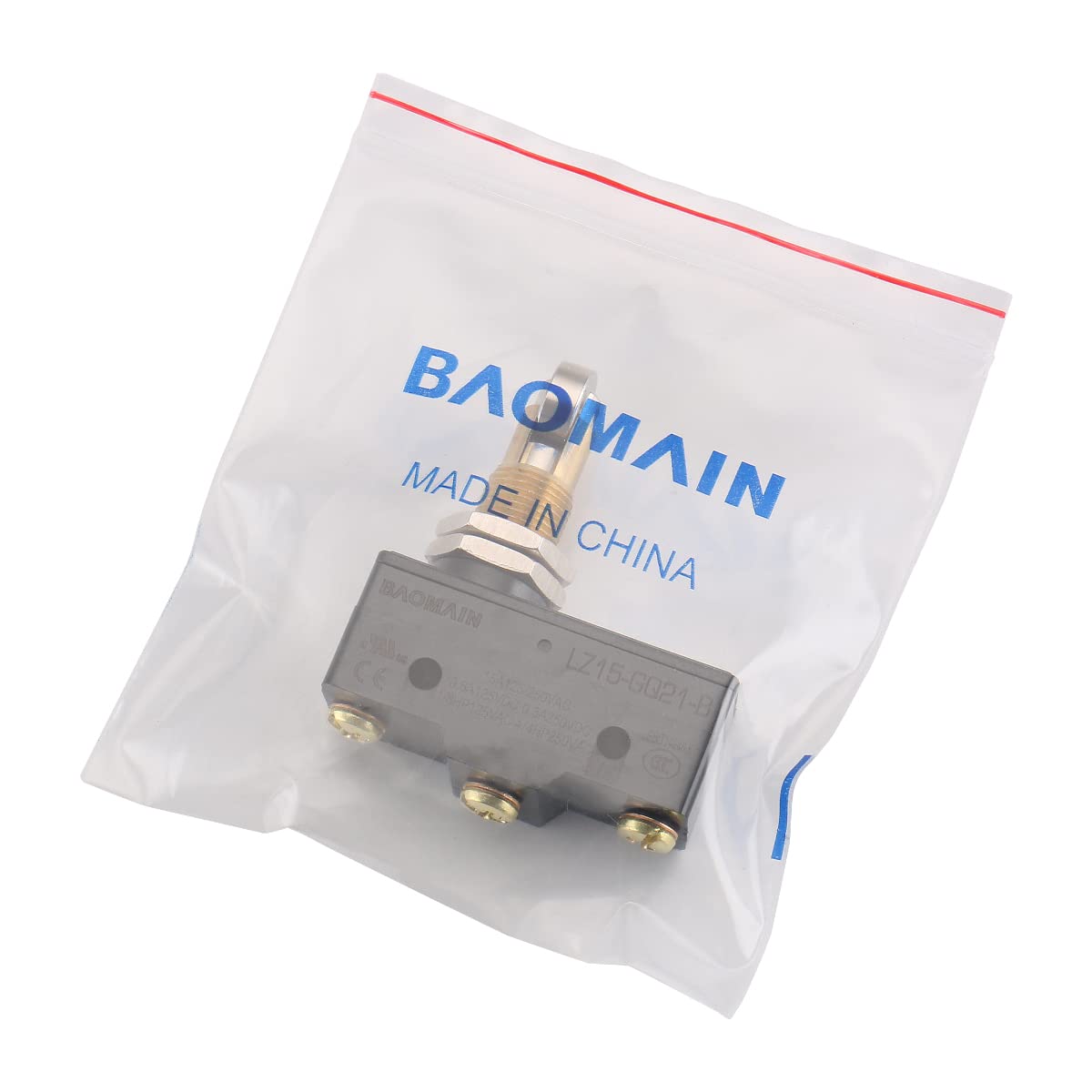 Baomain 2PCS General Purpose Basic Switch Z-15GQ21-B3(LZ15-GQ21-B), Panel Mount Cross Roller Plunger, Medium OP, Screw Terminal, 0.5mm Contact Gap, 15A Rated Current UL CE Listed