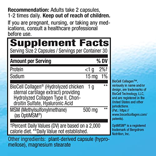 Nature's Way Hydraplenish with Patented BioCell Collagen & OptiMSM for Healthy Hair, Skin, and Nails*, 60 Capsules