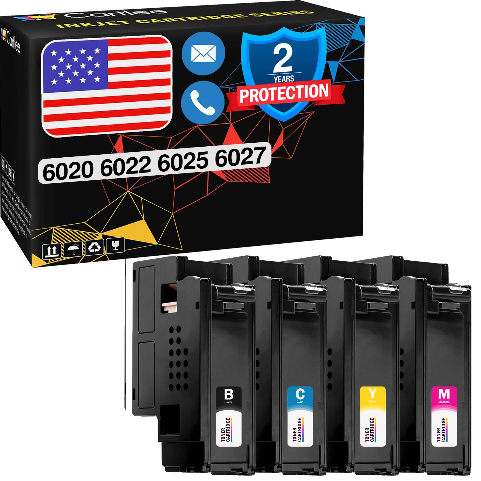 Cartlee Compatible Ink Cartridge Replacement for Xerox Workcentre 6027 Toner for Xerox 106r02759 Toner Cartridge Black Toner for Xerox Phaser 6020 6022 6025 6027 (1 Black, 1 Cyan, 1 Magenta, 1 Yellow)