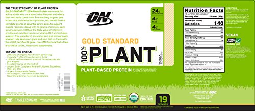 Optimum Nutrition Gold Standard 100% Organic Plant Based Protein Powder, Vitamin C for Immune Support, Vanilla, 1.51 Pound
