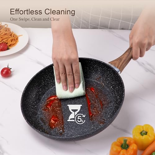 Leetaltree Nonstick Cookware Sets - 16 Pieces Pots and Pans with Utensils and Steamer, Nonstick Cast Aluminum Kitchen Cookware with Bakelite Handles, Non Toxic, PFOS/PFOA Free (Black)