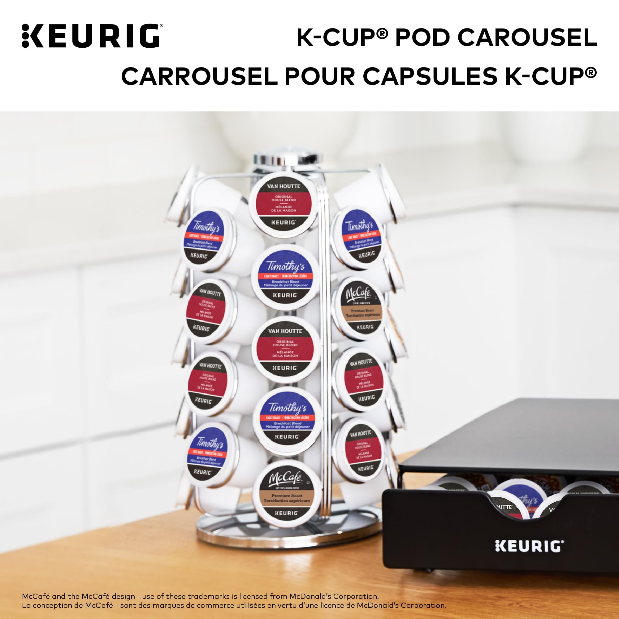 Keurig Storage Carousel, Coffee Pod Storage, Holds up to 36 Keurig K-Cup Pods, Silver
