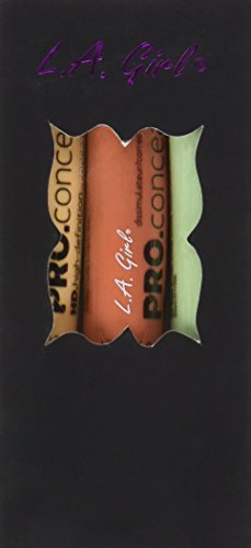 L.A. Girl Pro Conceal Set Orange, Yellow, Green Correctors, Pack of 3 (LAX-GC990+GC991+GC992-B)