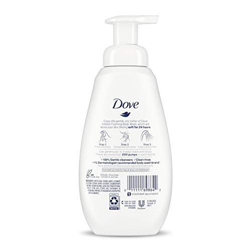 Dove Instant Foaming Body Wash for Softer and Smoother Skin Sensitive Skin Effectively Washes Away Bacteria While Nourishing Your Skin 13.5 oz Pack of 4