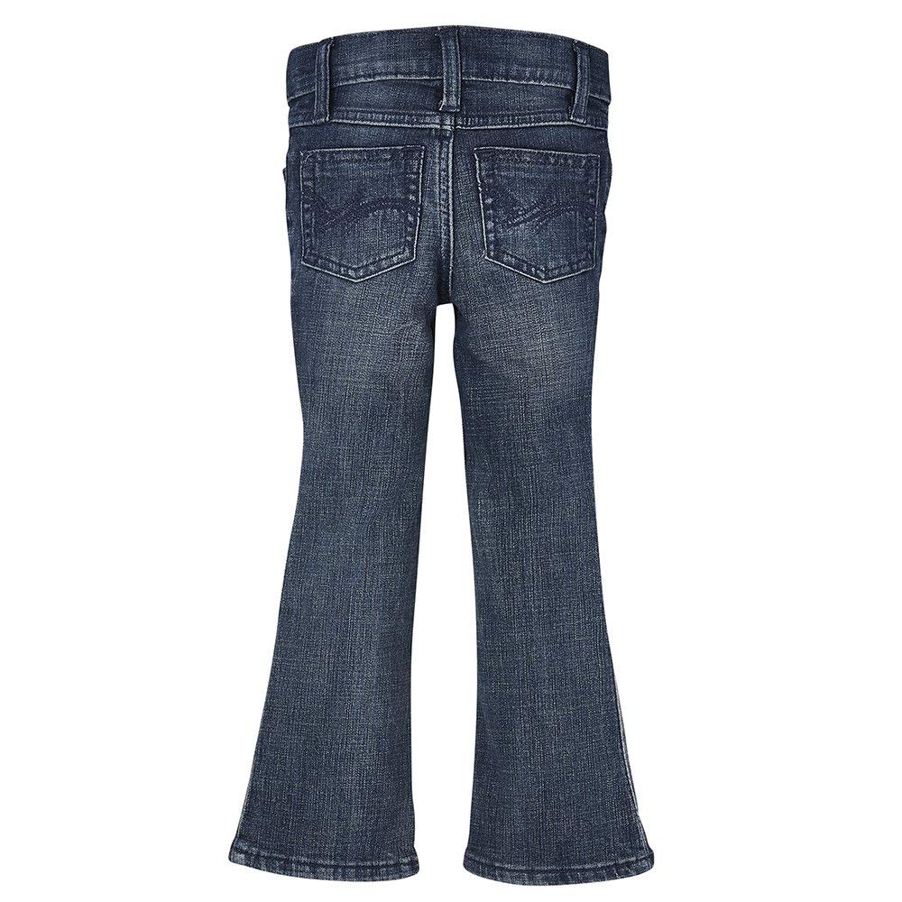 Wrangler Girls' Little Western Boot Cut Jeans, Mid Blue, 7 Slim