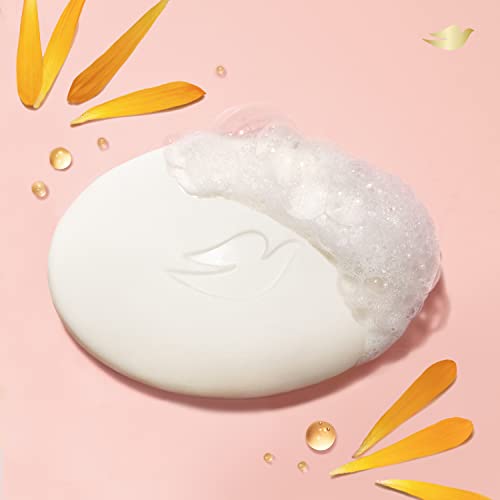 Dove Moisturizing Beauty Bar Soap For Sensitive Skin with Calendula Oil Effectively Washes Away Bacteria, Hydrating and Replenishing Skin Care 3.75 oz 14 Bars