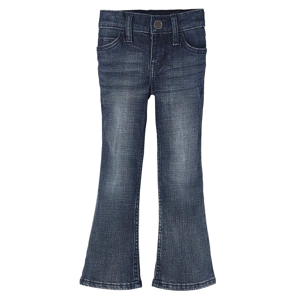 Wrangler Girls' Little Western Boot Cut Jeans, Mid Blue, 7 Slim