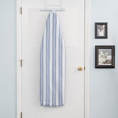 Ironing Board Full Size; Made in USA by Seymour Home Products (Blue Stripe) Bundle Includes Cover + Pad | Iron Board w/Steel T-Legs Adjustable Tabletop up to 36" High; Perforated Top for Steam Flow