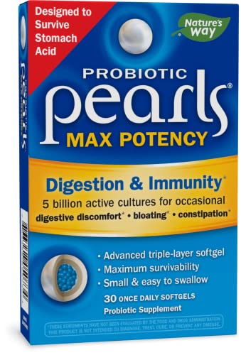 Nature's Way Probiotic Pearls Max Potency for Men and Women, Digestive and Immune Health Support* Supplement, 30 Softgels