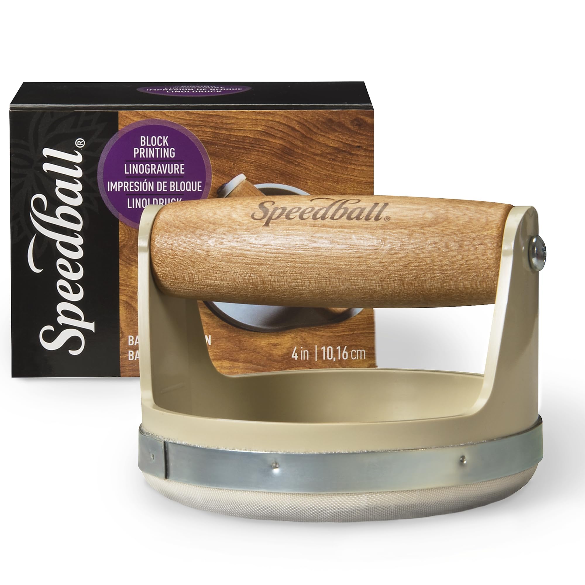 Speedball Block Printing Baren - Comfortable Wooden Handle, Made in the USA - 4 Inches