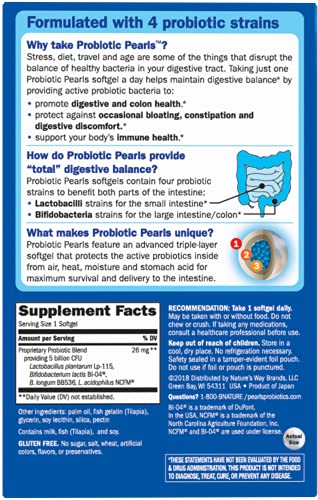 Nature's Way Probiotic Pearls Max Potency for Men and Women, Digestive and Immune Health Support* Supplement, 30 Softgels