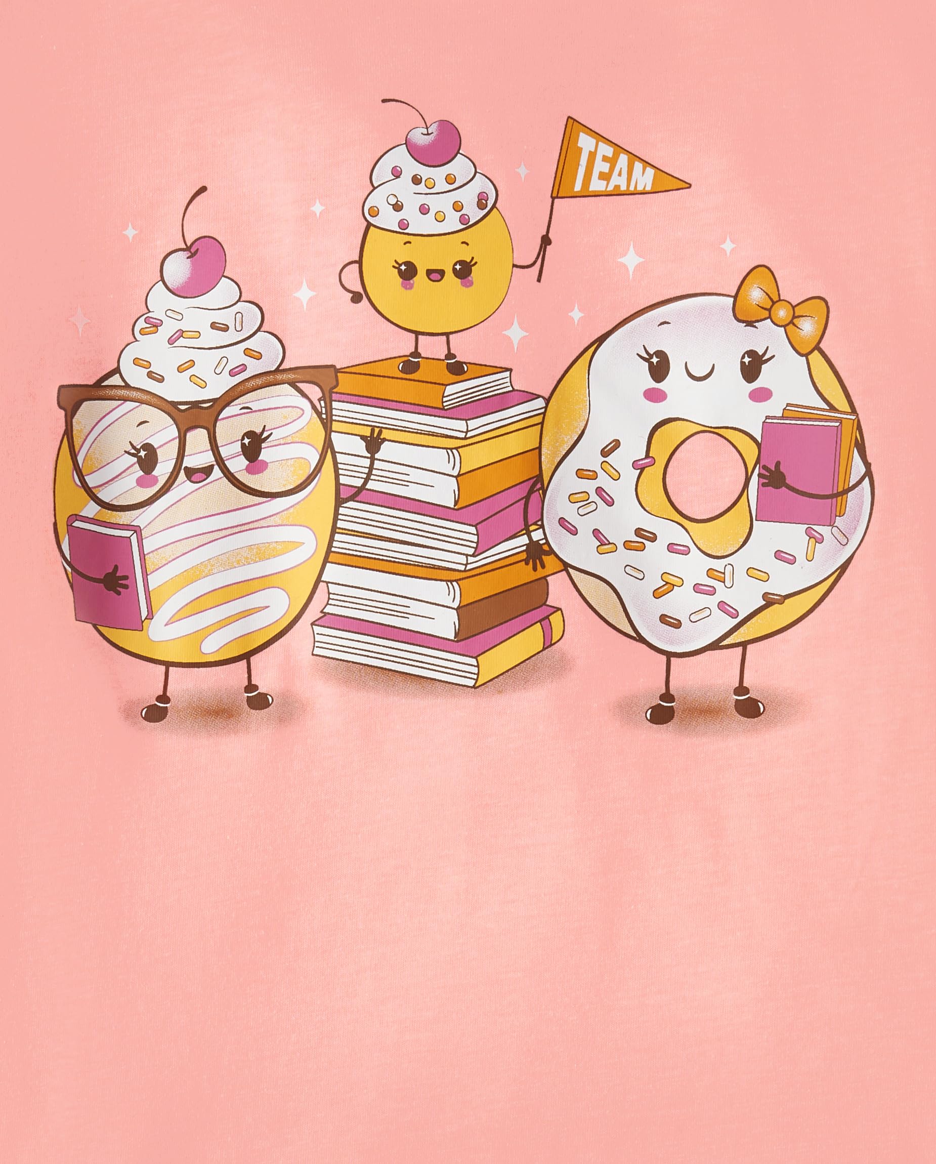 The Children's Place Girls Assorted Everyday Long Sleeve Graphic T-Shirts,Multipacks Cupcake Kitties/Team Dessers 2-Pack X-Large