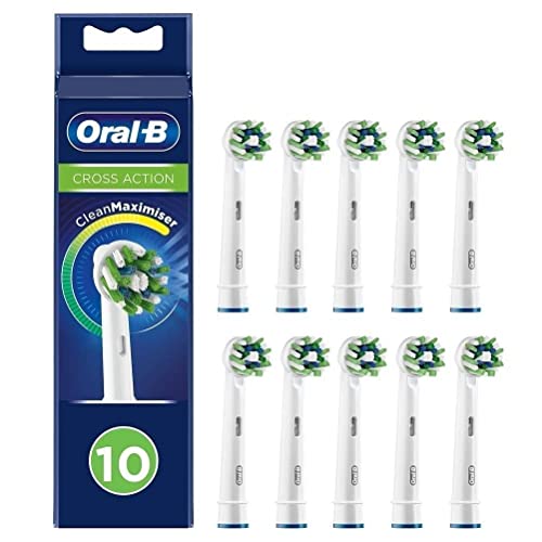 Braun Oral-B 4210201321439 CrossAction Toothbrush Heads with Cleanmaximiser Bristles for Holistic Mouth Cleaning, Pack of 10