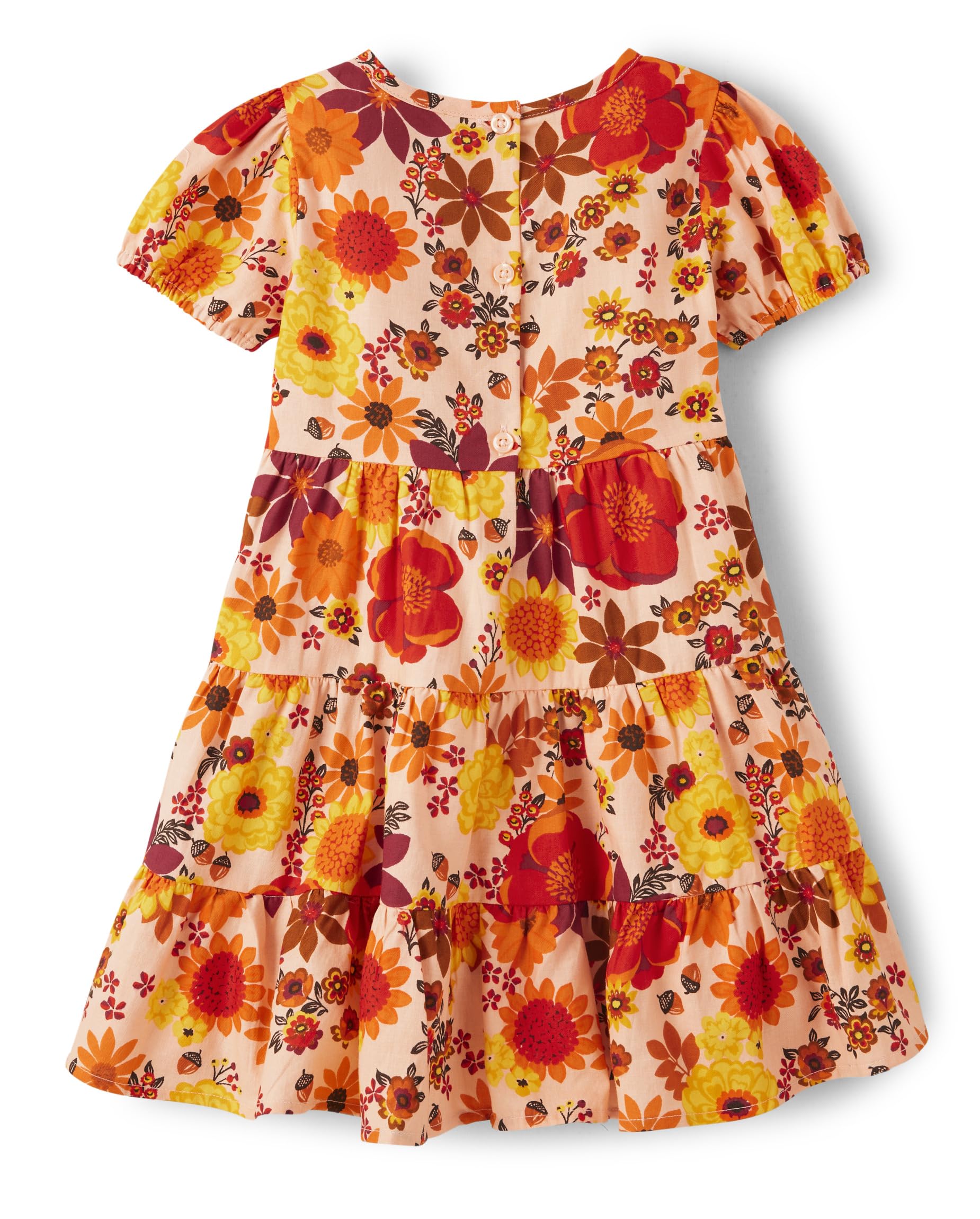 Gymboree Girls and Toddler Short Sleeve Casual Printed Dresses, Harvest Fall Flowers, 7 US