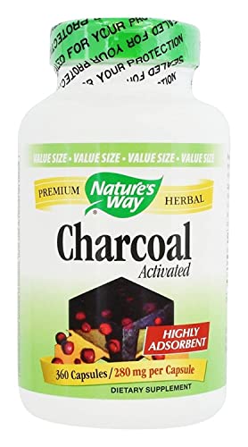 Nature's Way Activated Charcoal, Binds Unwanted Materials and Gas*, 560mg per Serving, 360 Capsules
