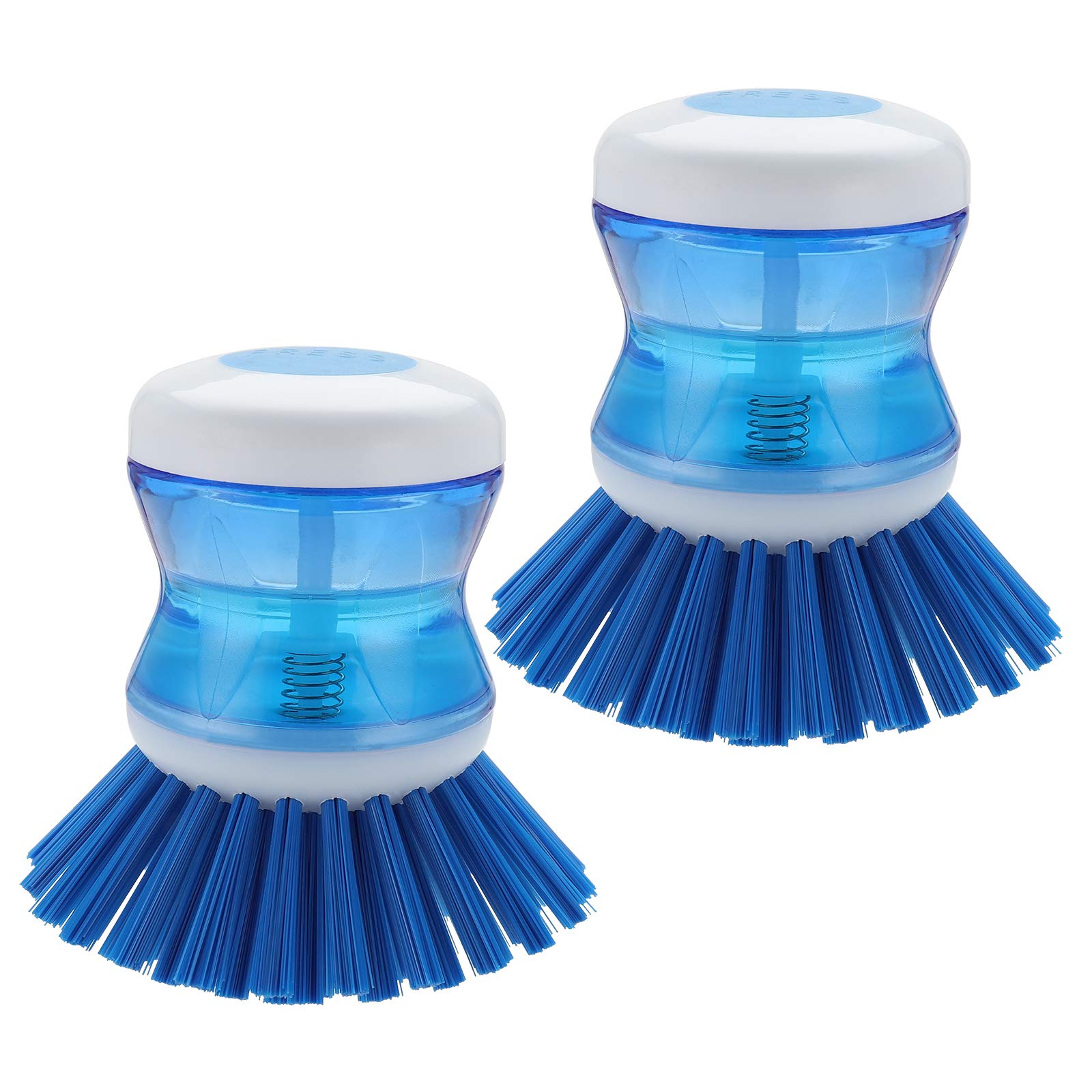 Dish Brush with Soap Dispenser for Dishes Pot Pan Kitchen Sink Scrubbing, Blue 2pcs