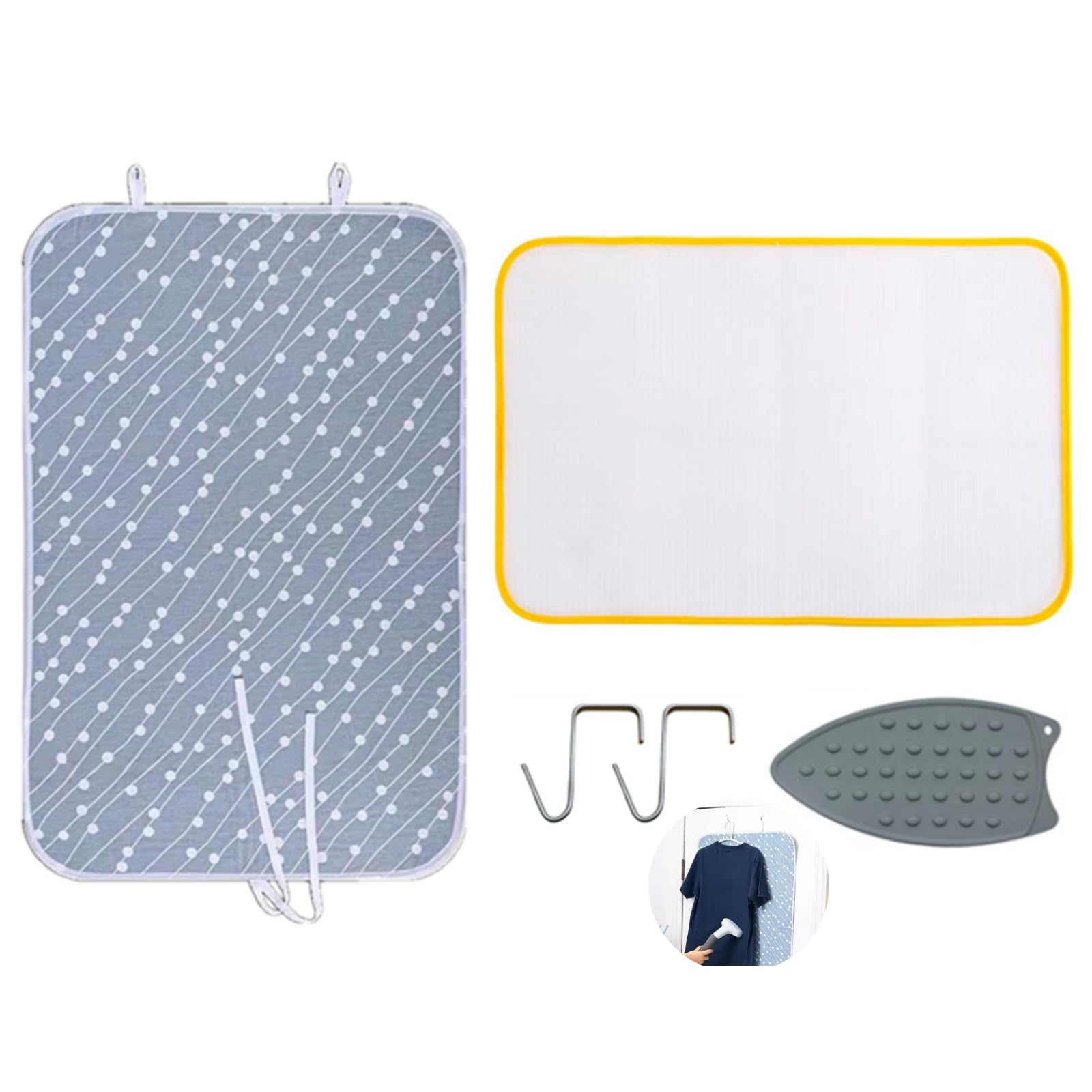 Oraony Ironing Board Tabletop, Portable Small Iron Board 5 in 1 Travel Isolated Heat Mat Cover for Table Top, Washer, Dryer, Countertop, Mini Ironing Blanket for Iron Anywhere(17.72 x 28.35 inch)