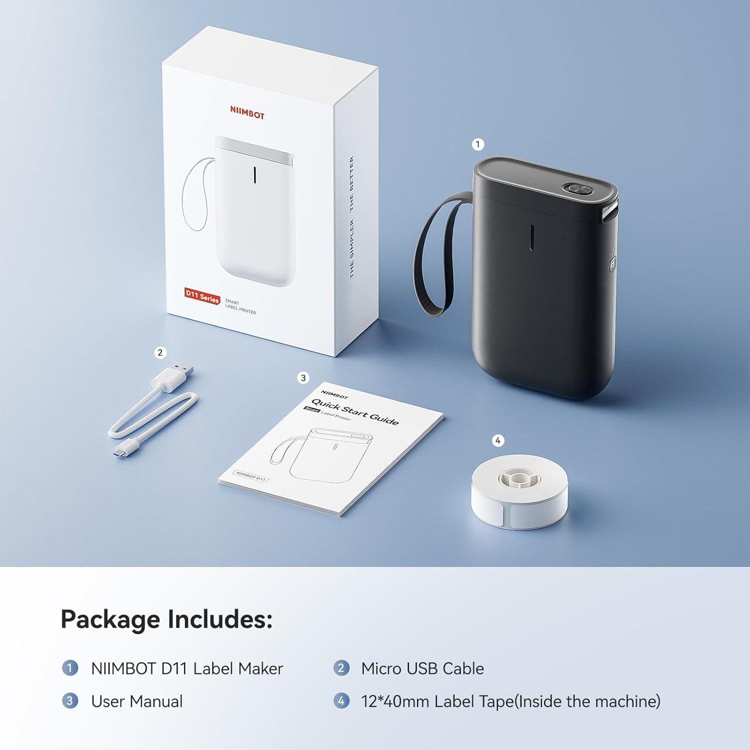 DEEPIN Label Maker Machine D101 Bluetooth Label Maker with Tape, 0.4-1 Inch Print Width Thermal Label Printer Portable for Business, School, Office Organization, Home Storage, White