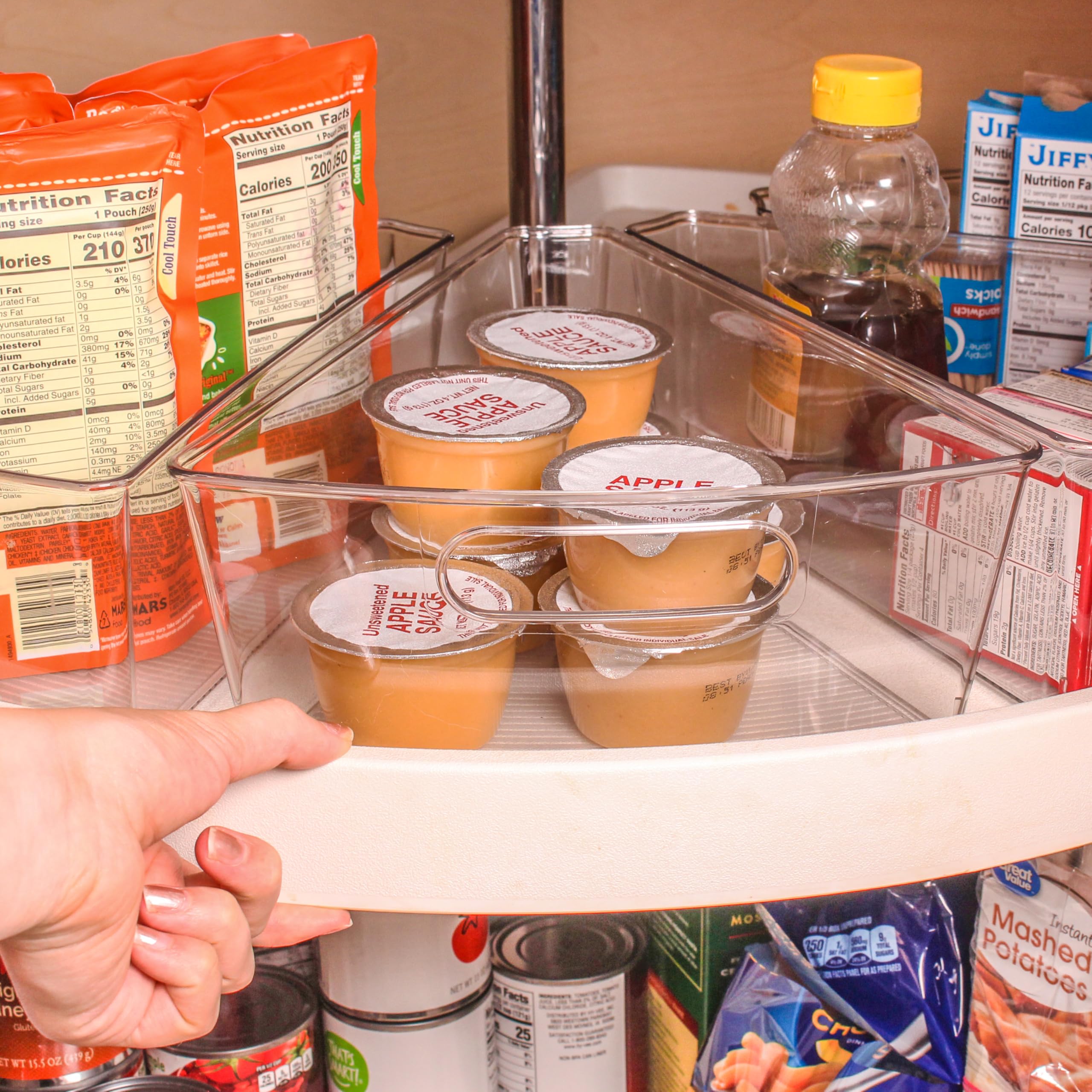 7Penn Lazy Susan Snack Organizer Bins 4pk - 11in Clear Lazy Susan Organizer for 28-29in Diam Rotating Cabinet and Pantry