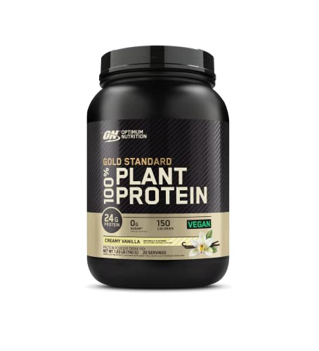 Optimum Nutrition Gold Standard 100% Plant Based Protein Powder, Gluten Free, Vegan Protein for Muscle Support and Recovery with Amino Acids - Creamy Vanilla, 20 Servings