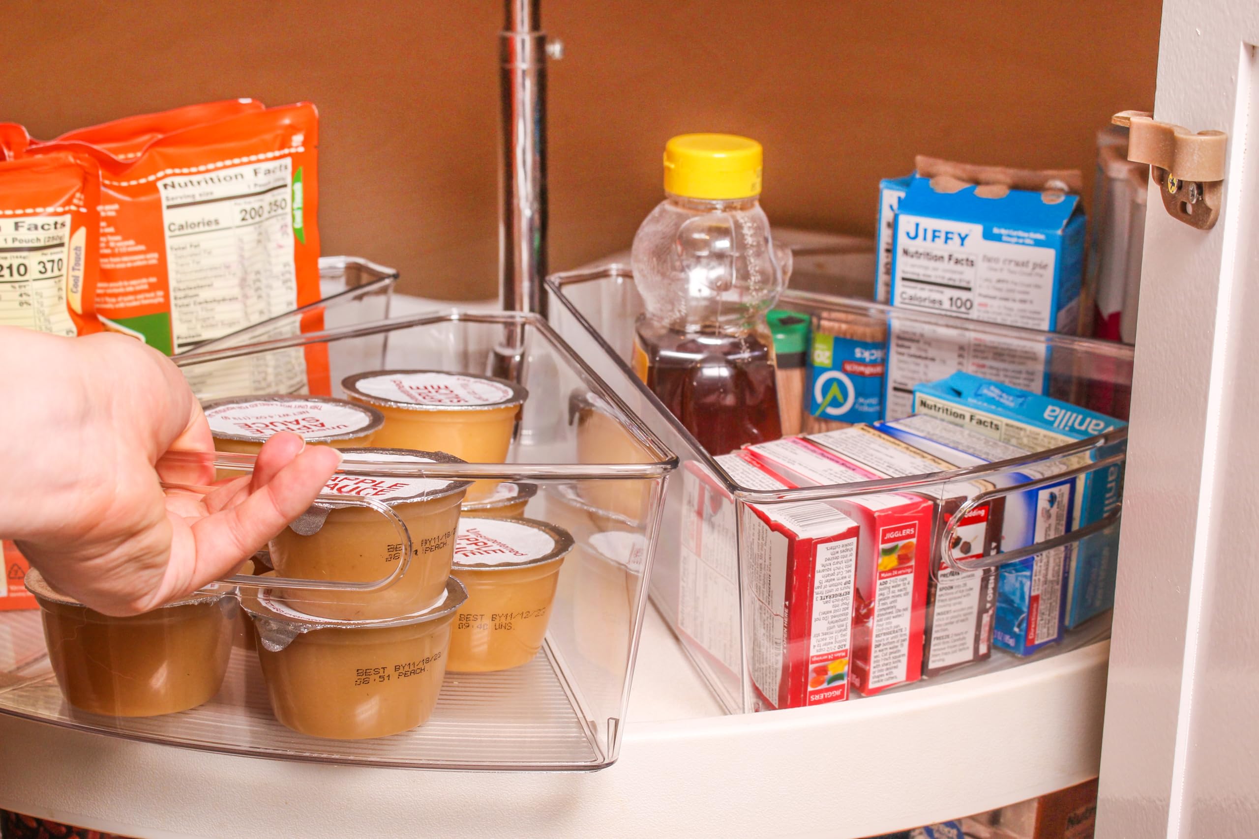 7Penn Lazy Susan Snack Organizer Bins 4pk - 11in Clear Lazy Susan Organizer for 28-29in Diam Rotating Cabinet and Pantry