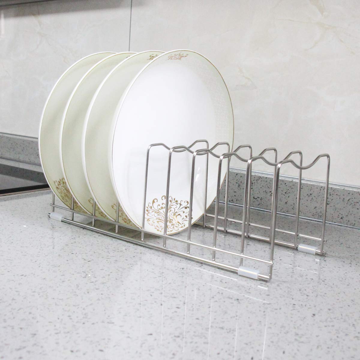 FLSEPAMB Pot Lid Organizer Pan Lid Organizer Kitchen Pot Lid Rack Suitable for Bakeware Dish Plate, Cutting Boards, Pots & Pans, Serving Trays, Reusable Holder (2 Pack)