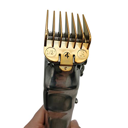 Professional Hair Clipper Guards Guides Gold Color Coded Cutting Guides #3170-400- 1/8” to 1 fits for most of W Clippers (Gold)