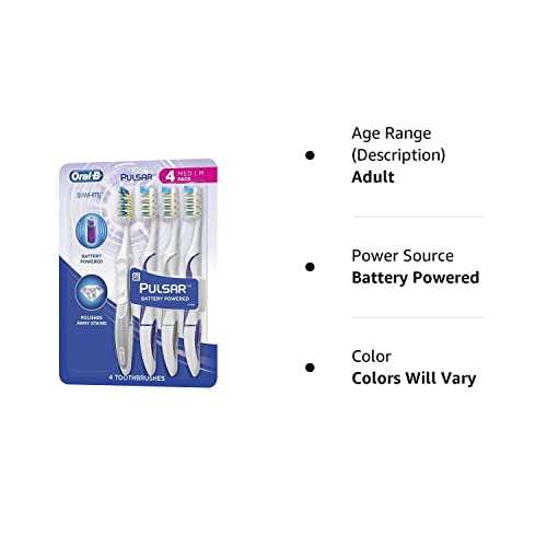 Oral-B Pulsar Vibrating Bristles Toothbrush, Medium, 4 Pack